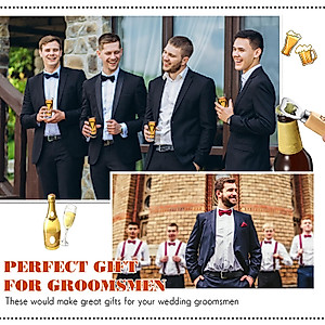 Yaomiao 30 Pcs Groomsmen Gift Wedding Gift, Including 6 Pcs 8 oz Groomsmen Flask 6 Wooden Bottle Opener 6 Party Favors Shot Glasses 6 Groomsmen Gift Boxes Empty 6 Proposal Cards Best Man Gift