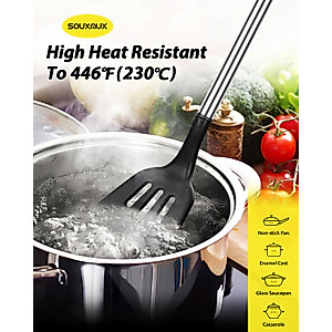 4 Pcs Silicone Kitchen Utensils Set, Wok Spatulas-Slotted Turner-Cooking Spoon-Slotted Spoon, Non-Stick BPA Free Heat-Resistant Basting Stainless Steel Handle Kitchenware for Cooking, Mixing, Serving