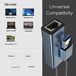 BENFEI USB to Ethernet Adapter, USB 3.0 to 10/100/1000 Gigabit Ethernet LAN Network Adapter Compatible for MacBook, Surface Pro, Notebook PC with Windows7/8/10, XP, Vista, Mac