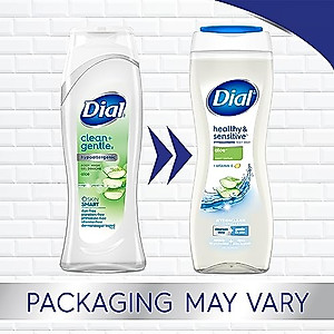 Dial Clean + Gentle Body Wash, Aloe Scent, 16 Fl Oz (Pack of 6)
