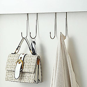 Lnndong 4-Piece Cabinet Drawer Room Door Double Hook 304 Stainless Steel Multi-Purpose Narrow Door Hook, Suitable for Kitchen, Bathroom, Drawer, Hanging Bag, Bedroom, Office, Shop, Warehouse, Etc.