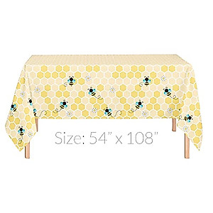 4 Pack Bumblebee Table Cover 54" x 108", Ideal for Birthday , Baby Shower, Gender Reveal, Bee Themed Party Decorations