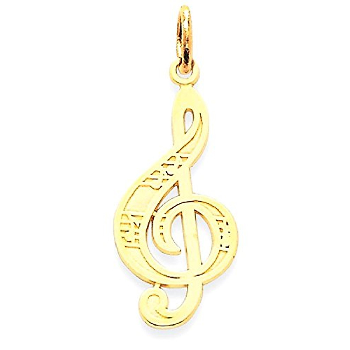 IceCarats 14K Yellow Gold Treble Clef Music Note Necklace Charm Pendant Only