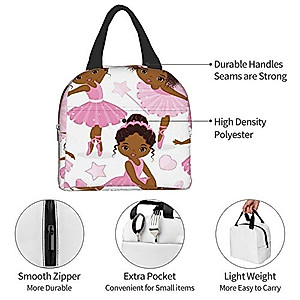 Lycomify Reusable Tote Lunch Bag,Pink Ballet Cute Girl Ballerina Dancer Skirt Gymnastic Kid Personalizedwaterproof Insulated Cooler box Bags Luch Container for Office School Picnic Beach Workout…