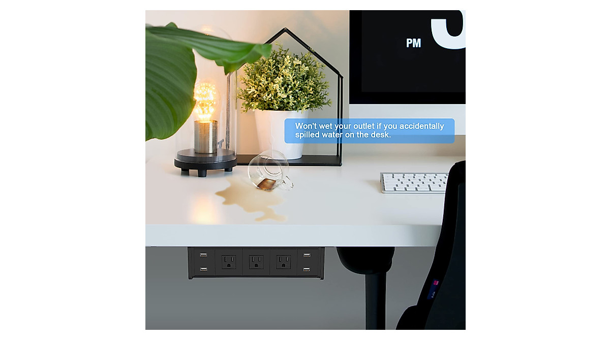 Under Desk Power Strip with USB Ports & Long Extension Cord