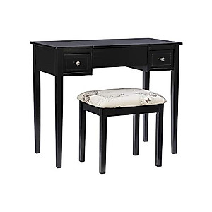 Linon Home Dcor Linon Black Butterfly Stool Vanity Set with Bench, 36"w x 18"d x 30"h,