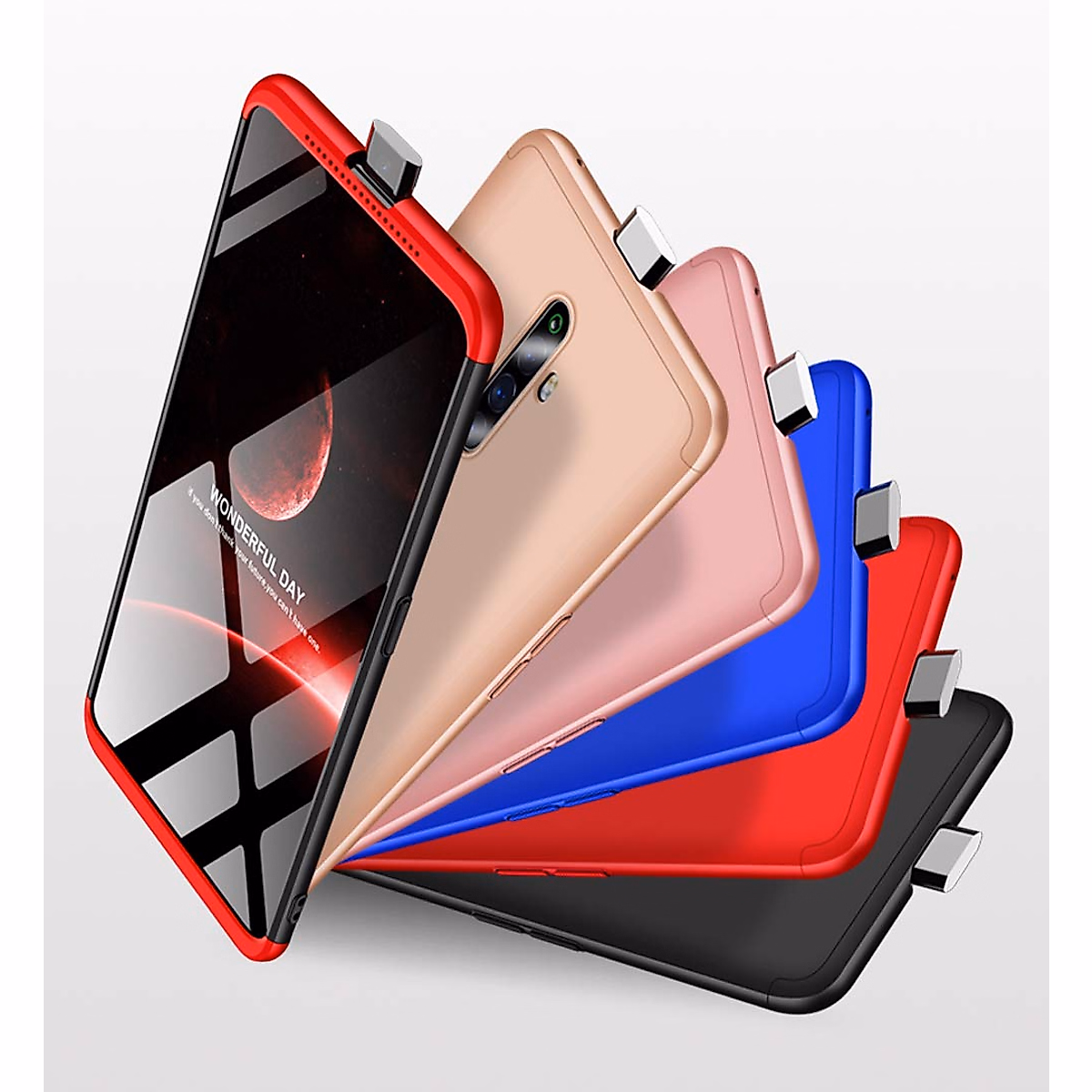 ZSCHAO Case for Oppo Reno2 Z Oppo Reno 2Z 360 Degree Ultra Slim Anti-Shock with Tempered Glass Case Compatible with Oppo Reno2 Z Hard Shockproof Full Matte Case Cover Black + Blue