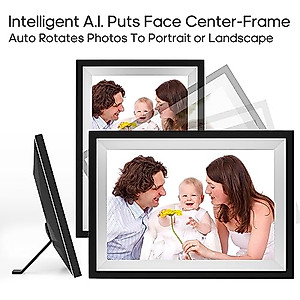 WDYQJE Digital Picture Frame WiFi 10.1 Inch, IPS Touch Screen Smart Cloud Electronic Picture Frame with 64GB Large Storage for Smoother Media Playback, Easy Setup to Share Photos/Videos via Frameo APP