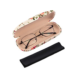 2 Pieces Hard Shell Eyeglass Case Flower Glasses Case for Women Floral Fabric Women Eyeglass Case Retro Hard Glass Case Portable Eyeglass Box for Women Girl Ladies Spectacles (Apricot, Black)