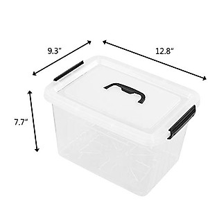 Tstorage 12 Quart Plastic Storage Latch Box, Latching Storage Bin with Handle,1 Pack