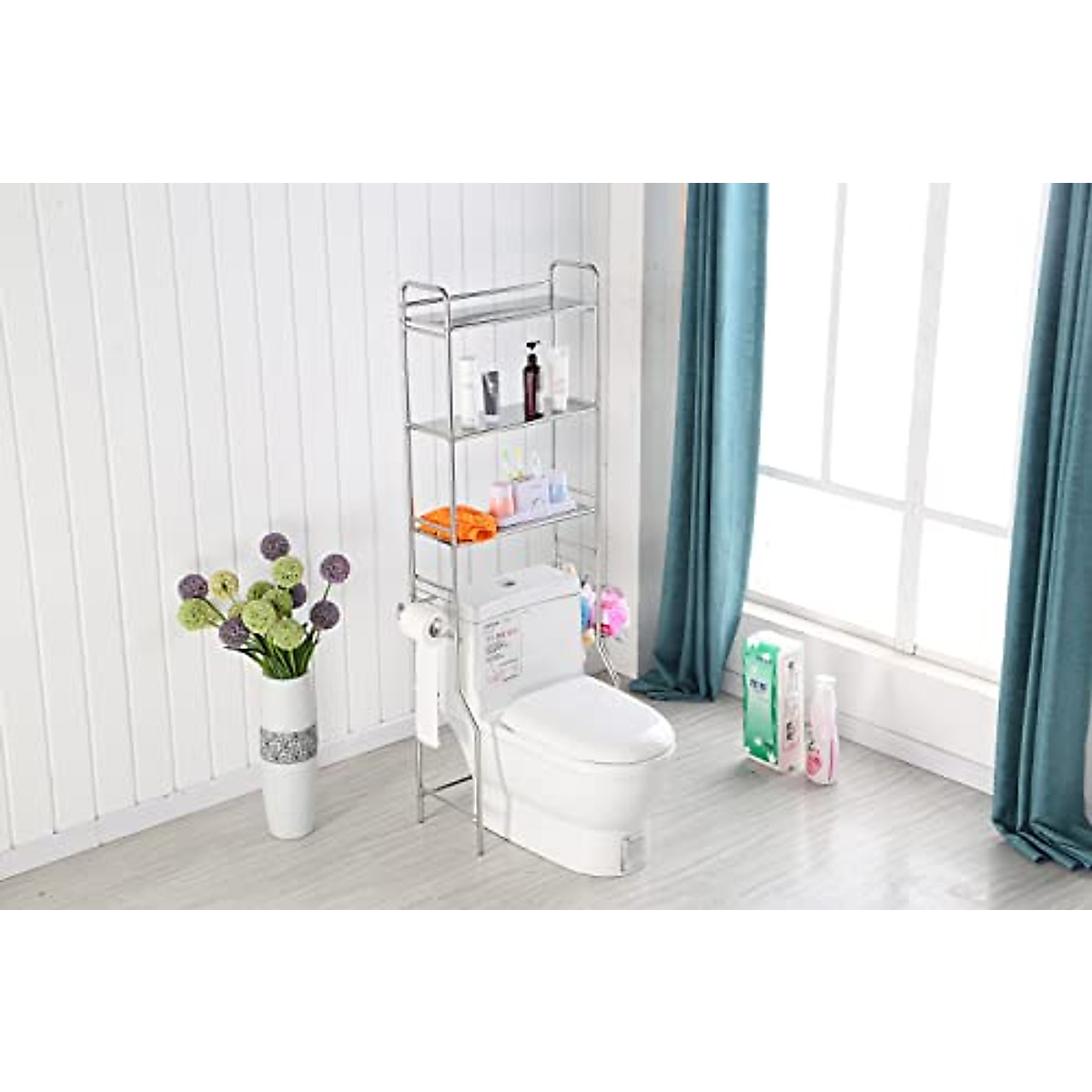 susunnus Over The Toilet Storage 3 Tier,Over The Toilet Shelf,Over Toilet Bathroom Organizer,Over Toilet Shelf,Stainless Steel,Over Washer and Dryer Shelves,Bathroom Shelves Over Toilet