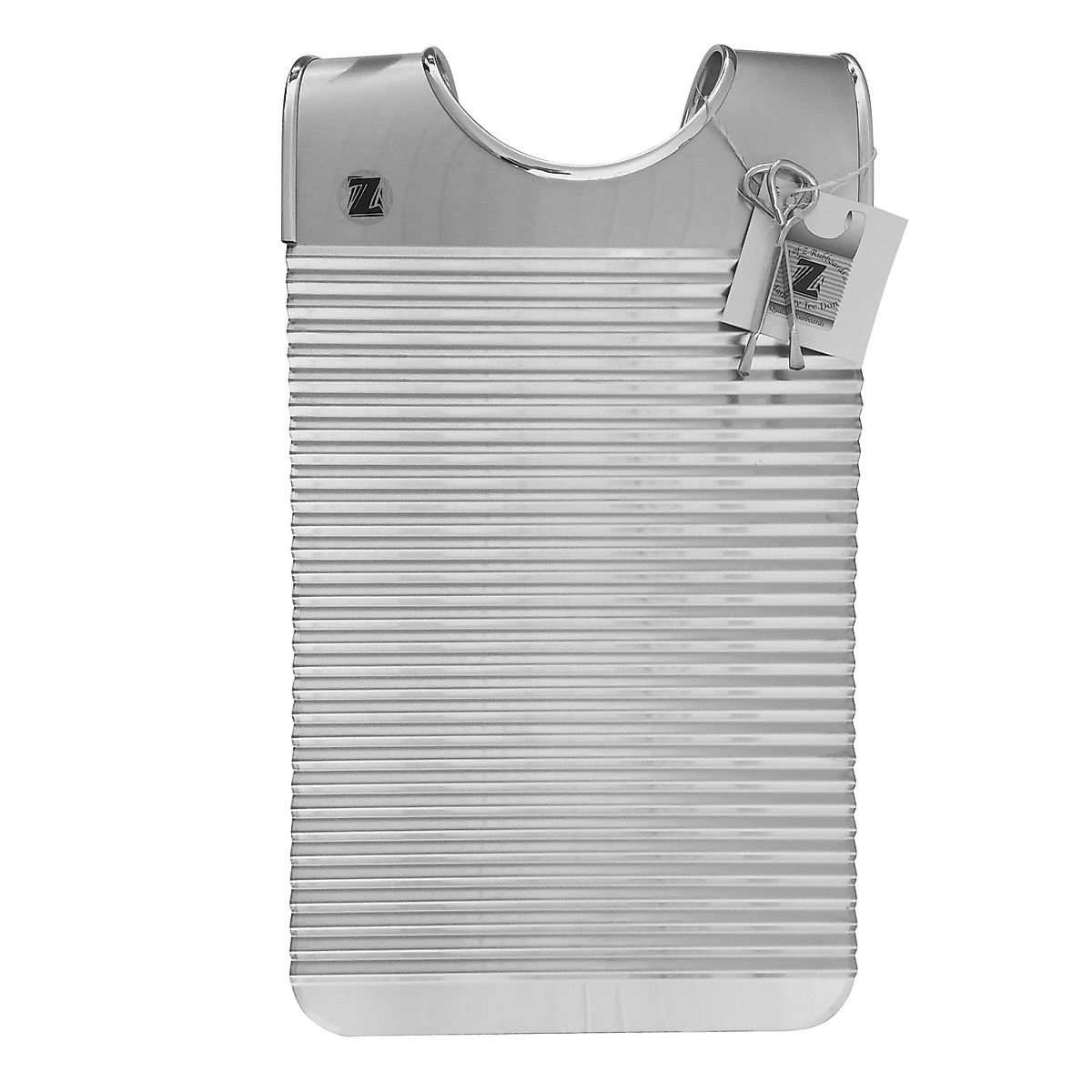 Zydeco Washboard "Standard 24"EDGE TRIM" Key of Z Rubboards Frottoir Scrubboard Percussion Instrument Free Scratchers Handmade Louisiana Made By Tee Don Authentic Original Silver