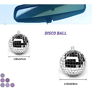 Disco Ball Car Accessory,Mirror Disco Ball Hanging,Car Disco Ball,Disco Car Charm, Rear View Mirror Hanging Accessories (Silver(1.9inch))