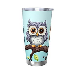 GDSHJKLW Owls On A Branch Tumbler With Lid And Straw 20oz Stainless Steel Leakproof Travel Coffee Mug Double Wall Insulated Cup Gifts For Women Home Office