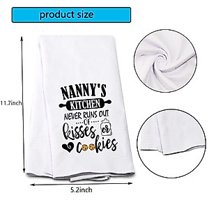 POFULL Nanny's Kitchen Tea Towel Nanny Gift Nanny's Kitchen Never Runs Out of Kisses and Cookies Dish Towel (Nanny Towel)