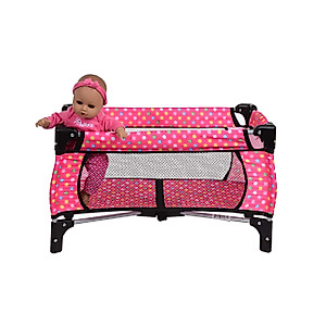 fash n kolor 4 Piece Doll Play Set, includes - 1 Pack N Play. 2 Doll Stroller 3.Doll High Chair. 4.Infant Seat, Fits Up to 18'' Doll (4 Piece Set)