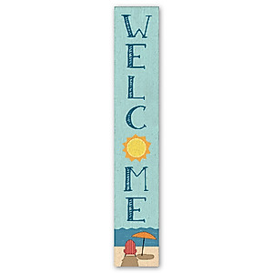 My Word! Tall Outdoor Welcome Sign / Porch Leaner, 46.5" Rustic Farmhouse Sign, Blue, Composite, Large: 8"x46.5", 3 lbs, Welcome, Lean or Hang, Porch, Wall Decorative Sign