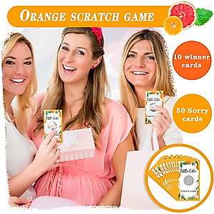 Minatee 60 Pack Little Cutie Scratch Off Cards Little Cutie Baby Shower Games Orange Theme Scratch Off Cards for Little Cutie Baby Shower Birthday Party Supplies