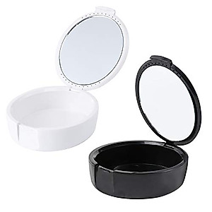 FALOME 2pcs Denture Case Denture Bath Box Denture Retainer Container False Teeth Storage Box with Mirror