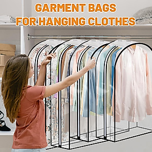 Dntorx 4 Pack Full Clear Garment Bags (40&50"), Clothes Covers with 10" Gusseted, Clear Bags for Hanging Clothes, Suit Bags, Coat Covers for Closet with Side Zip for Coats, Jackets, Windbreaker, Dress