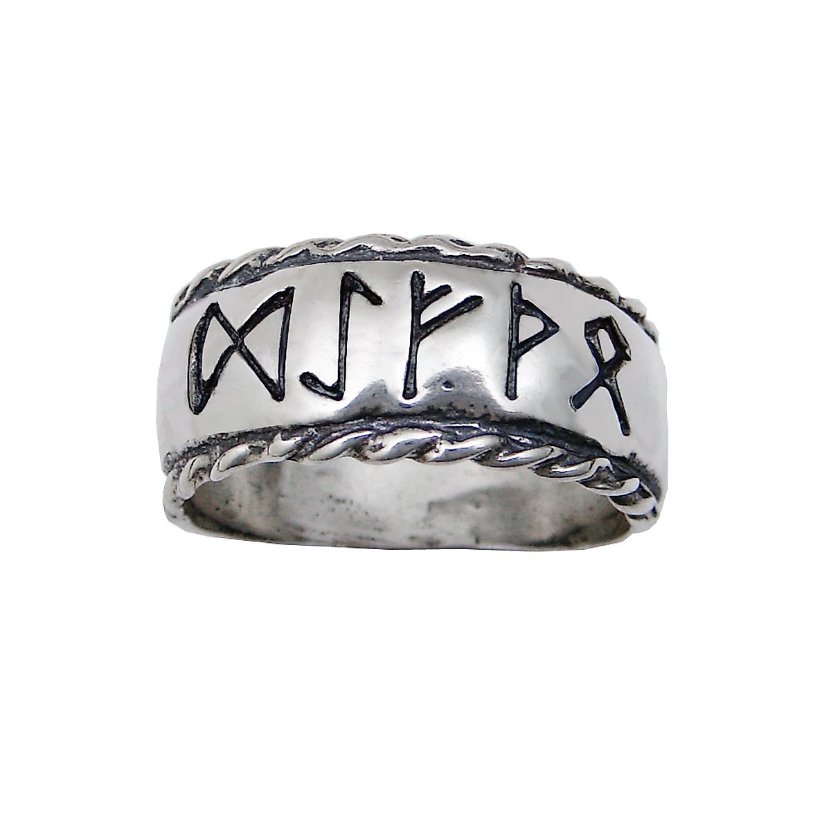 Sterling Silver Unisex Runescript Band Ring to Increase Finance Size 10