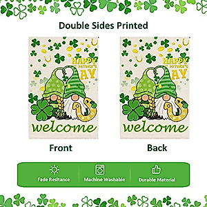 St Patrick's Day Garden Flag Welcome Garden Yard Flag Irish Decor Holiday Garden Flags Spring Home Decor Double Sided Rustic Farmland Yard Lawn House Decorative Banners 12.6 x 18.5 inch