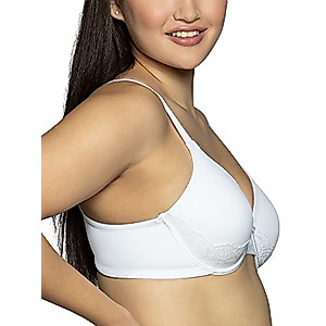 Vanity Fair Womens Full Figure Beauty Back Smoothing With Lace, 4-way Stretch Fabric, Lightly Lined Cups Up To Dd Bra, White, 40C US