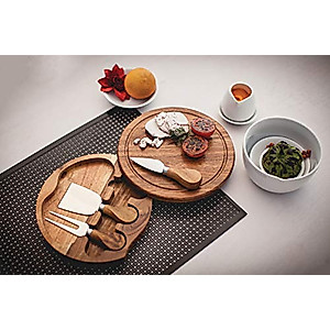 TOSCANA - a Picnic Time brand Acacia Brie Cheese Board and Knife Set - Charcuterie Board Set - Wood Cutting Board, (Acacia Wood) 7.5 Inches