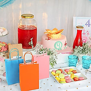 TOMNK 40pcs Paper Party Favor Bags with Handles Bulk 10 Colors Wrapped Treat Gift Craft Bags for Christmas Day, Baby's Birthday, Wedding, Party Supplies