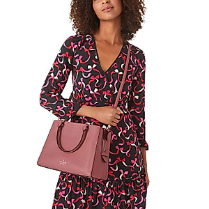 Kate Spade New York Leila Medium Triple Compartment Satchel Pebbled Leather Handbag, Pomegranate