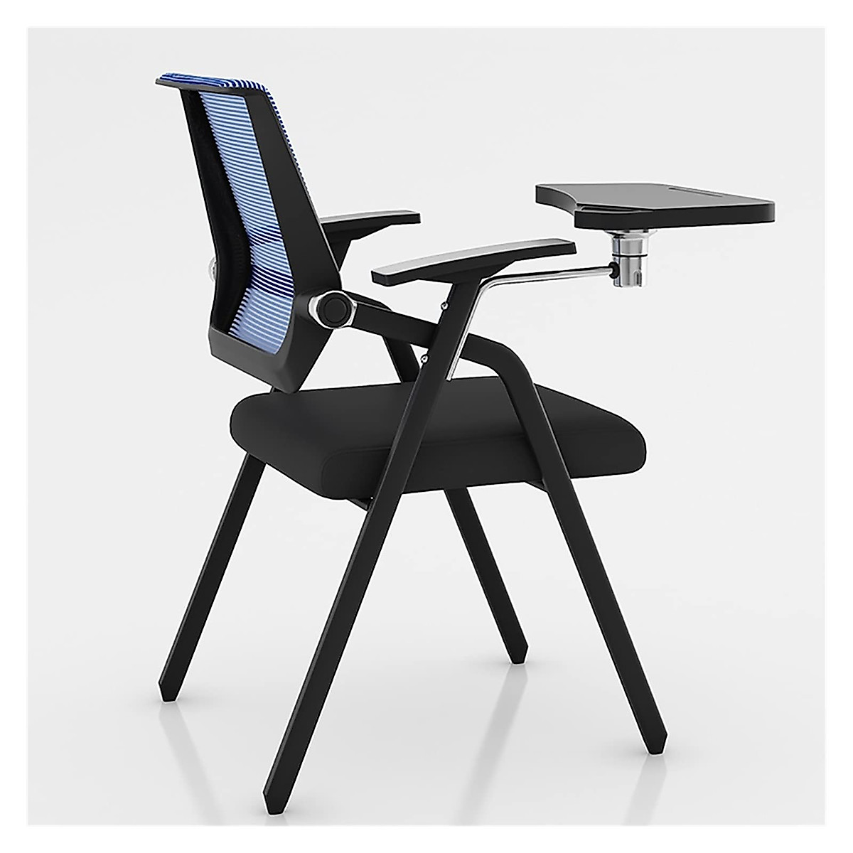 Folding Chair with Desk Attached Adults,Tablet Arm Chair Mesh Office Chair with Lumbar Support,Computer Desk Chair with Tablet Arm Writing Board Table Chair (Color : Blue)