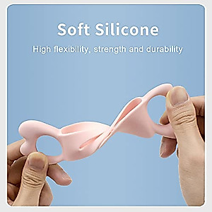 FAREVER Baby Bottle Handles, Silicone Wide-Neck Baby Bottle Handle, Outer Diameter Over 6cm for Bottle Pink/White/Green/Grey (4 Pack)