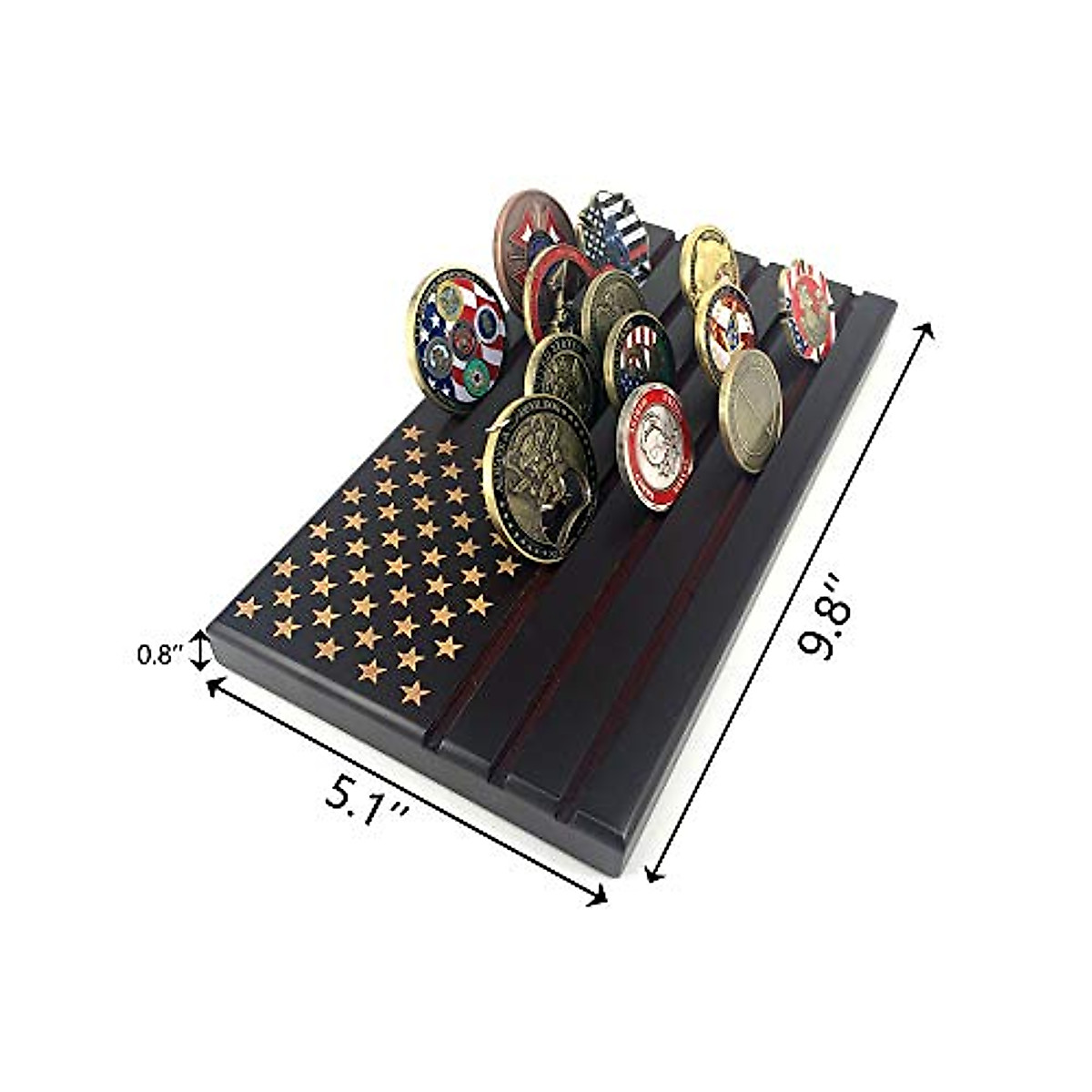 American Flag 6 Row Challenge Coin Display Stand Case Military Coin Holder Display