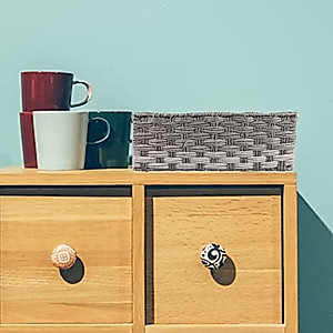 Alipis Plastic Sundries Storage Plastic Rattan Sundries Basket Seagrass Storage Basket Storage Box Basket with Handle