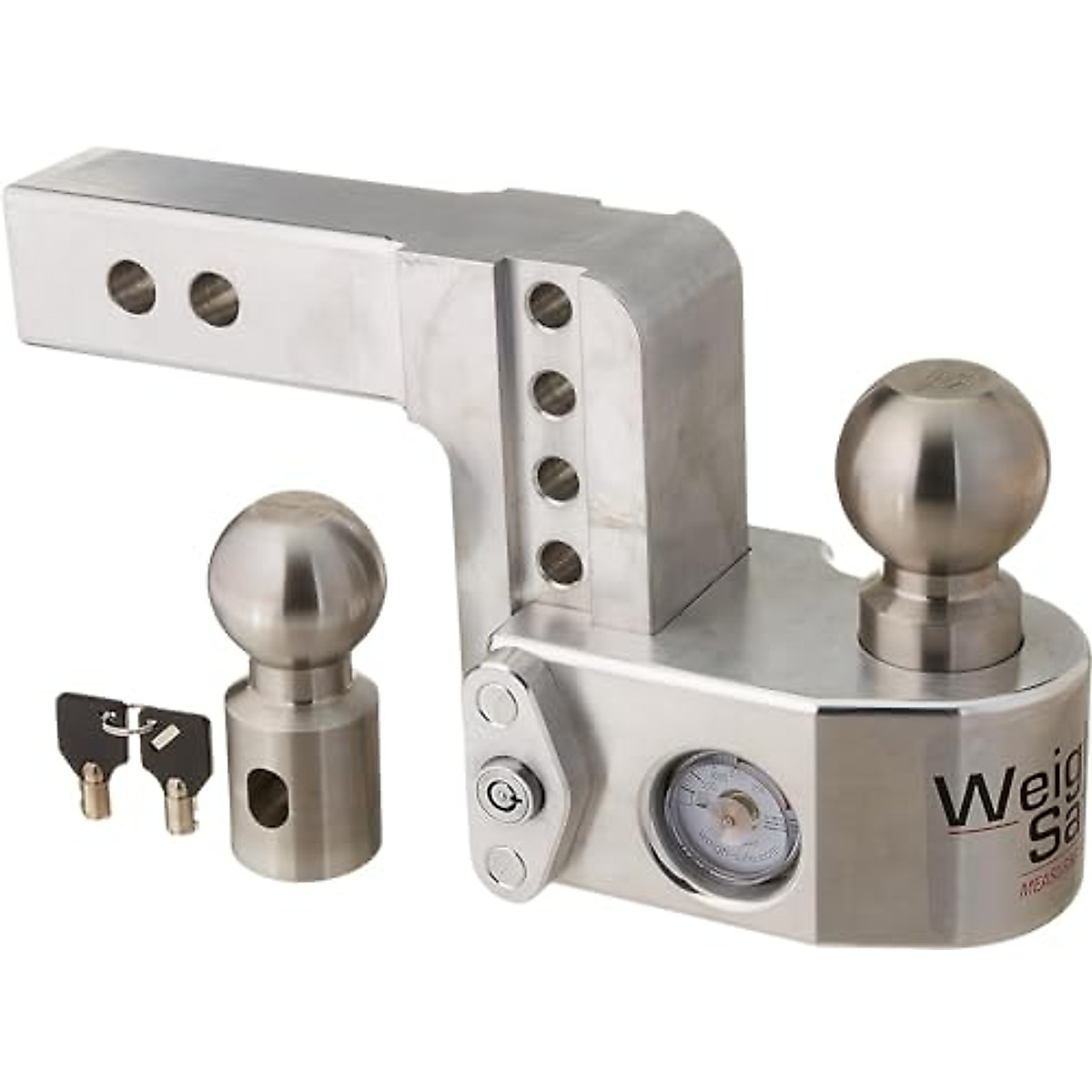 Adjustable Trailer Hitch, Adjustable Ball Mount, Truck Ball Hitch, Aluminum Trailer Tow Hitch w/Built in Scale for Anti Sway, 12,500 lbs GTW - Weigh Safe