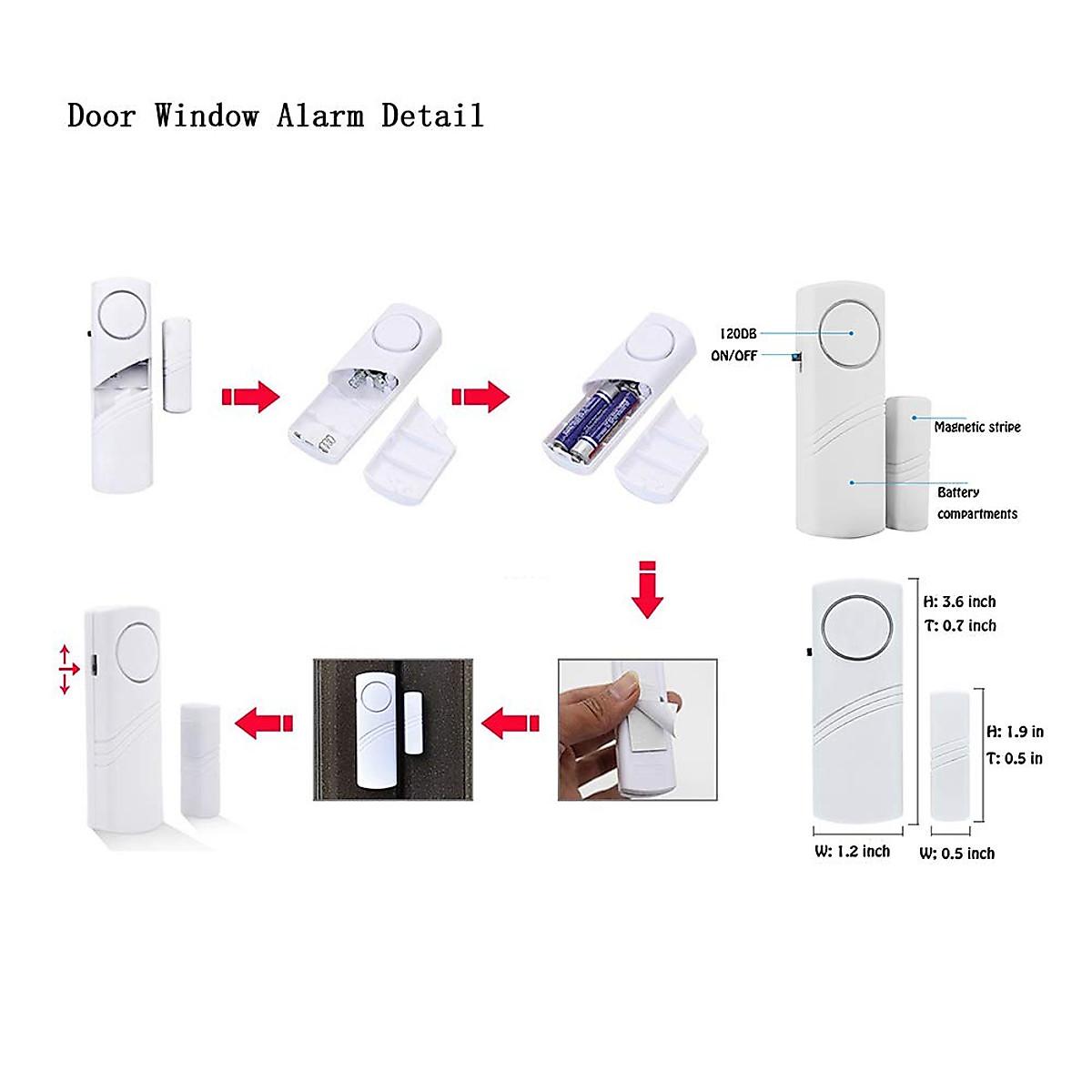 Door Window Alarm, Burglar Alarm, Home Security Magnetic Sensor Anti-Theft Alarm (Home Alarm (12 pcs))
