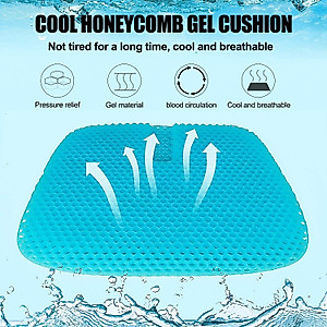 One To One Gel Seat Cushion for Office Chair, Super Breathable Honeycomb Design Comfort Support for Lower Back, Spine, Hips, Multi-Use Seat Cushion with 1 Non-Slip Cover