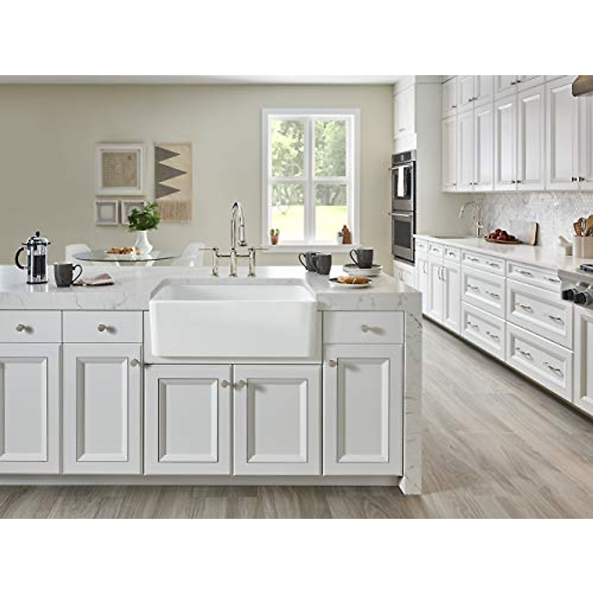 BLANCO KF-442506 Empressa Pull-Down Bridge Kitchen Faucet with Soap Dispenser, Polished Nickel