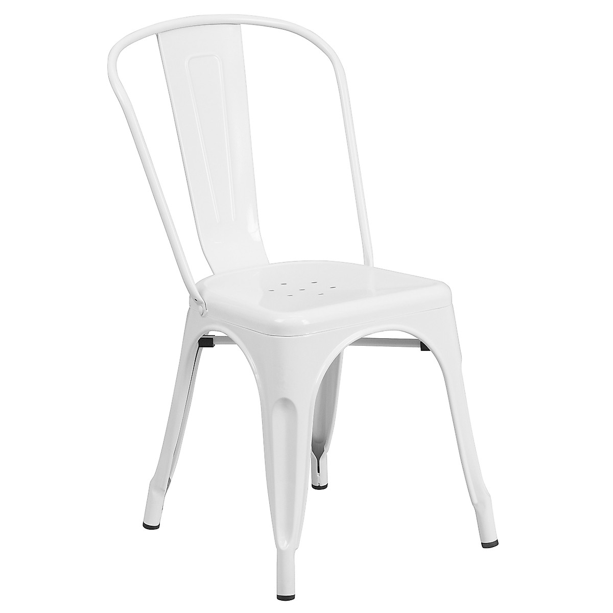 EMMA + OLIVER Commercial Grade White Metal Indoor-Outdoor Stackable Chair