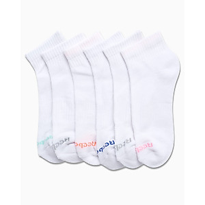 Reebok Women's Comfort Cushioned Athletic Quarter Cut Socks (6 Pack), Size Shoe Size 4-10, White