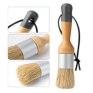 Mister Rui Chalk Wax Paint Brush, 3pcs, Chalk Paint Brushes for Furniture, Small Wax Brush for Chalk Paint, Acrylic Paint, Milk Paint, Natural Bristles Stencil Brushes, No Shedding
