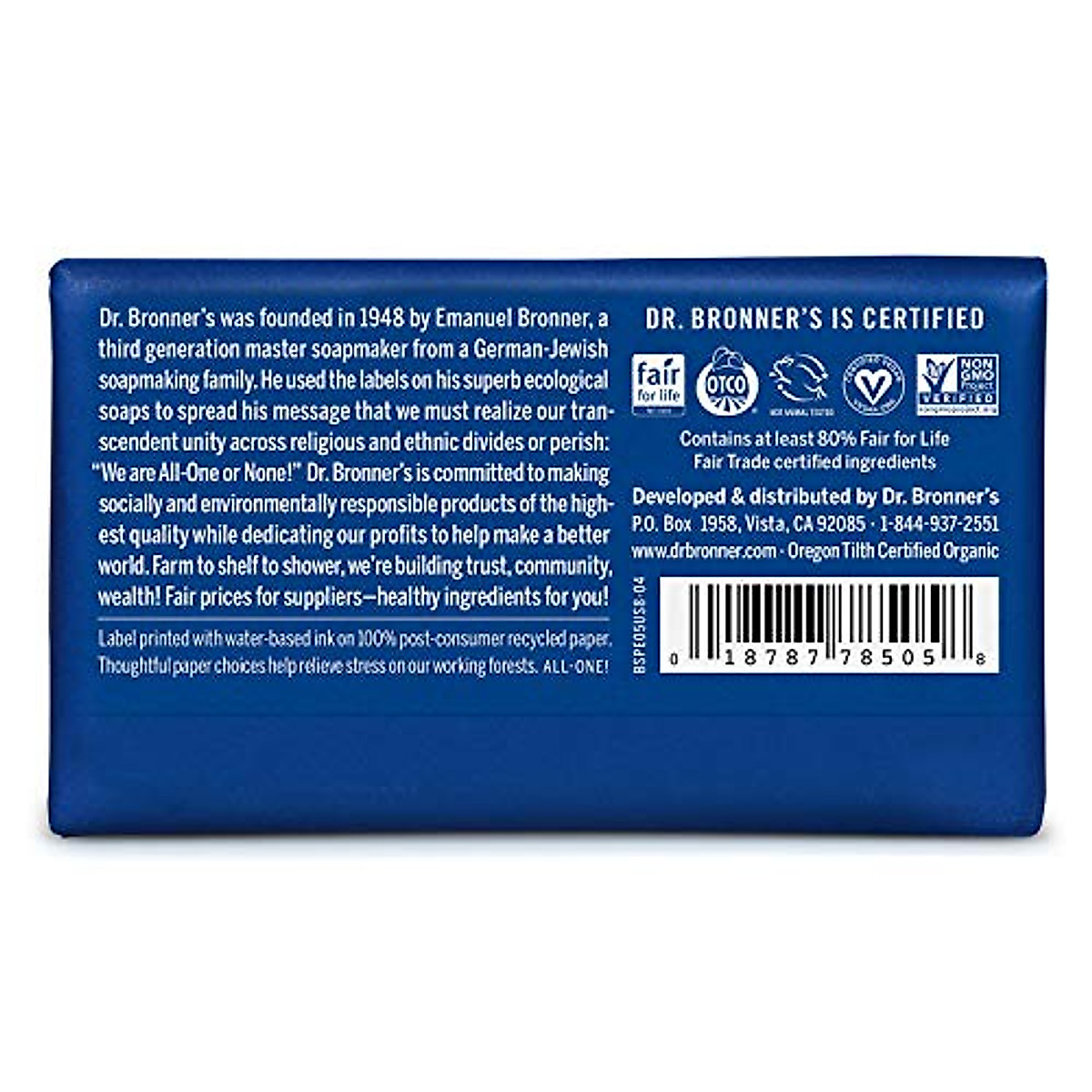 Dr. Bronner's - Pure-Castile Bar Soap (Peppermint, 5 ounce, 8-Pack) - Made with Organic Oils, For Face, Body and Hair, Gentle and Moisturizing, Biodegradable, Vegan, Cruelty-free, Non-GMO