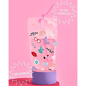 xo, Fetti Eras Party Clear Drink Pouches - 15 pcs | Concert Party Sippers, Bachelorette Decorations, Birthday Drinkware, Bridesmaid Supplies