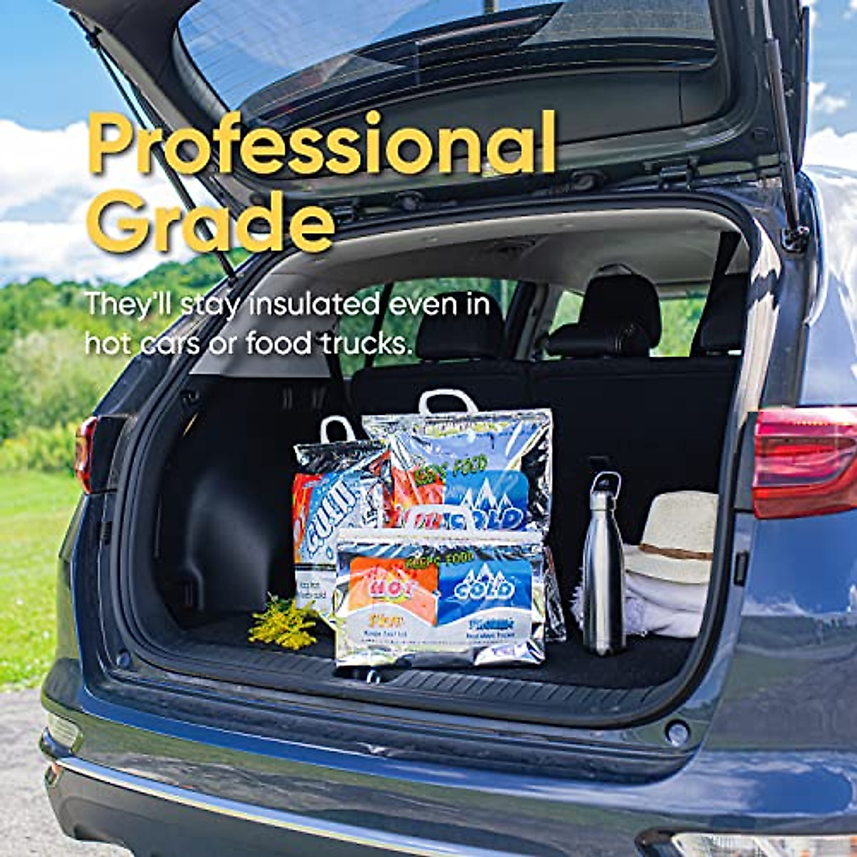 Superio Hot and Cold Reusable Insulated Bag Food Storage for Frozen Items & Hot Items Including Lunch Bags & Grocery Shopping Bags Reinforced Heavy Duty Refrigerated Totes (1, 13.5"x17.5")