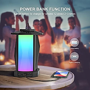 Ortizan Outdoor Bluetooth Speakers, 50W Loud Wireless Waterproof Lantern Speaker, Deep Bass/Hi-Fi/RGB Lights/IPX5/40H Play/EQ/DSP/Power Bank/USB/TF/AUX, Up to 100 Speakers Synch for Party Patio Garden