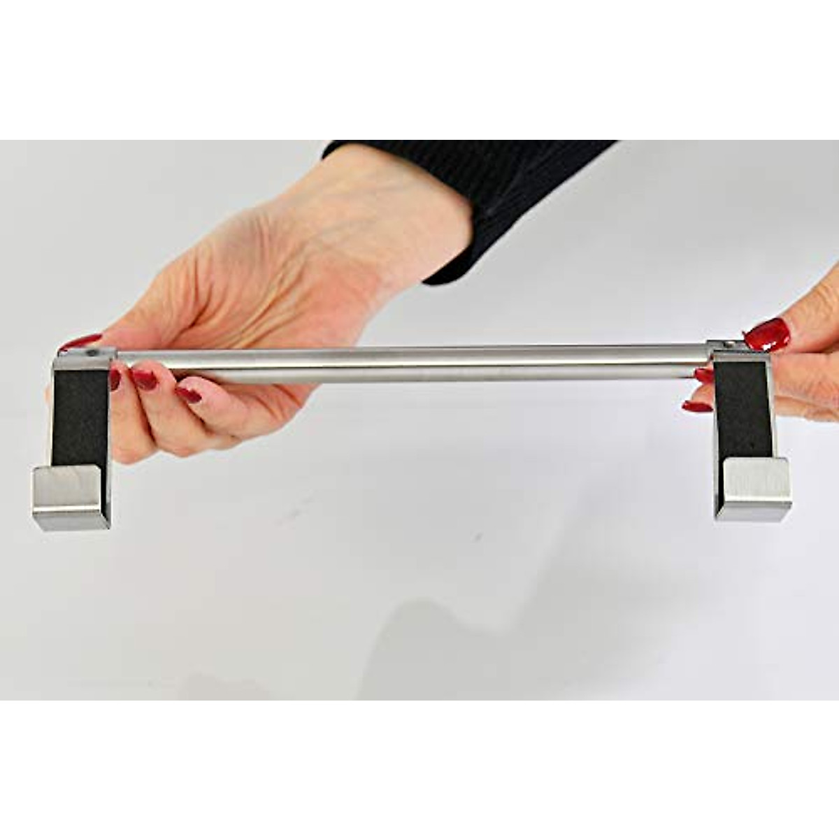 Home-X - Over-The-Cabinet Towel Bar, Metal Hanging Rack for Kitchen and Bathroom, Stainless Steel, 9" L x 2 1/2" W x 2 1/4" H