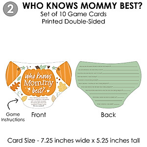 Big Dot of Happiness Little Pumpkin Decorations, 4 Fall Baby Shower Games, 10 Cards Each - Who Knows Mommy Best, Mommy or Daddy Quiz, What’s in Your Purse and Oh Baby - Gamerific Bundle