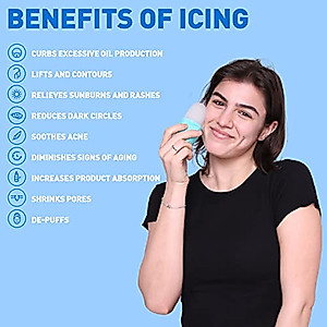 Ice Roller for Face & Eyes with Anti-Leak and Drip system. Ice Holder Tool, Face icer with easy-grip sides. Ice Cube Mold for Facial Icing. Depuff & Contour. Booklet with recipes included. GLAICE