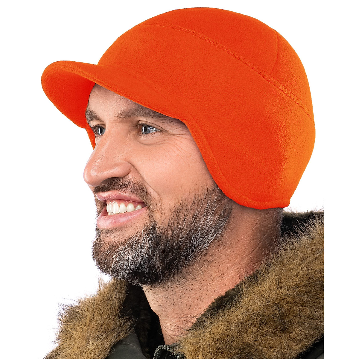 2SBR 2SABERS Fleece Winter Beanie with Visor - Men Women - Earflap Brim Skull Watch Cap Hat