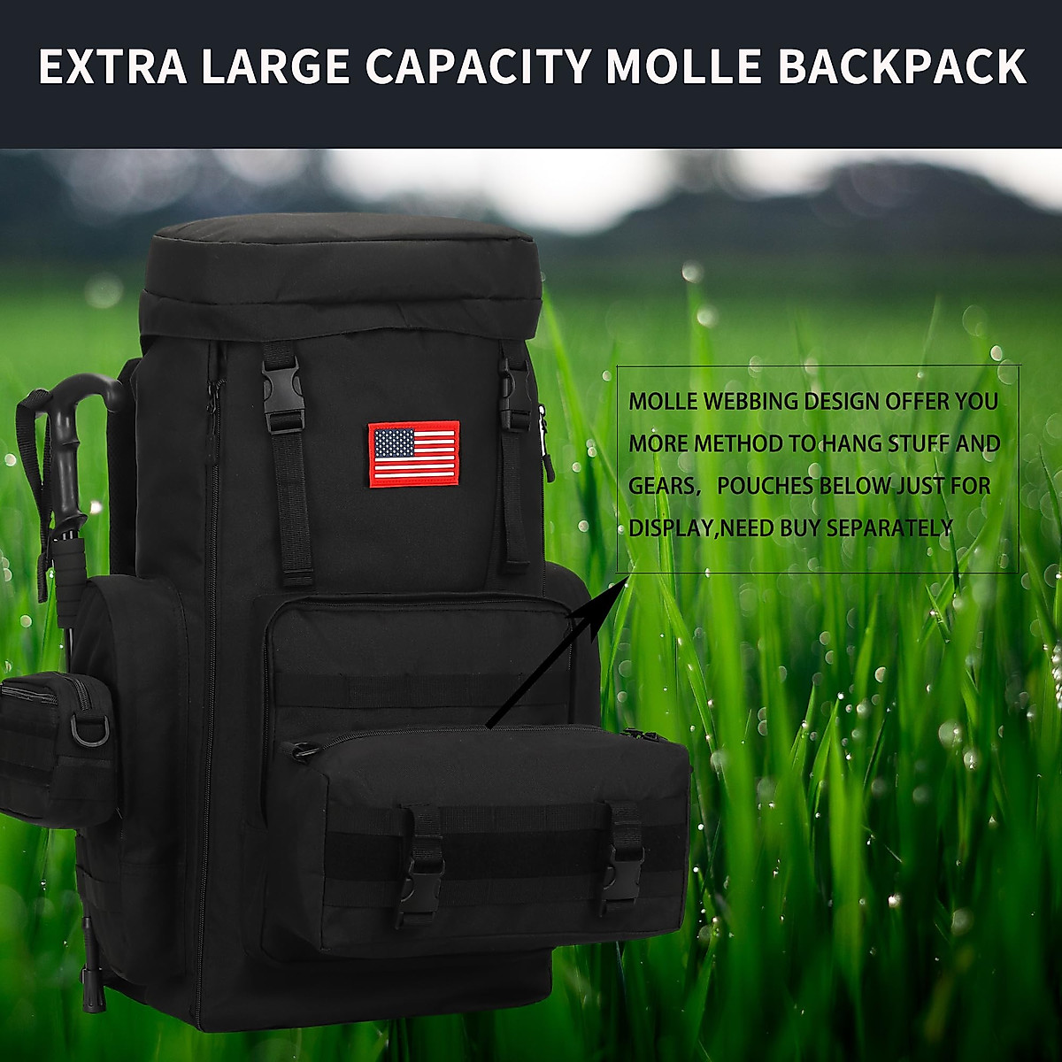 Extra Large Durable Hiking Backpack, [2022 Upgraded]Waterproof Camping Backpack 60l70l85l Rucksack Backpack Military For Men